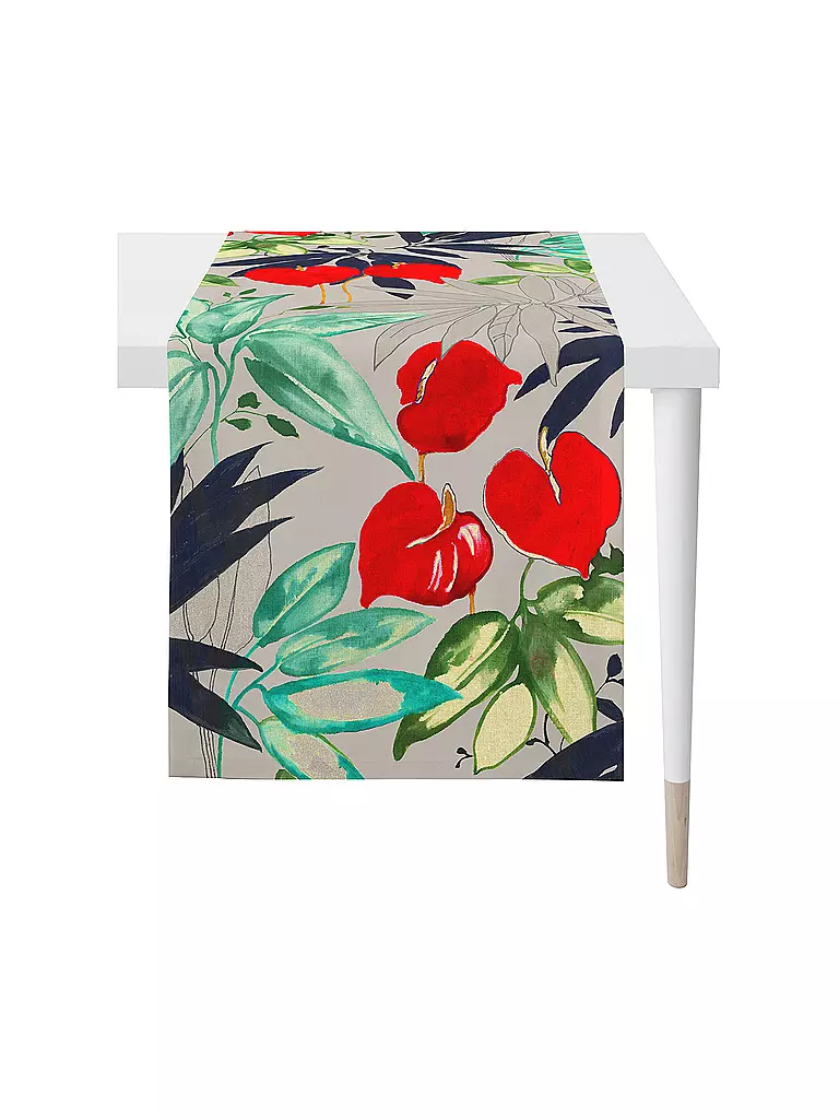 APELT Tischläufer 48x150cm LETIZIA Blätter camel