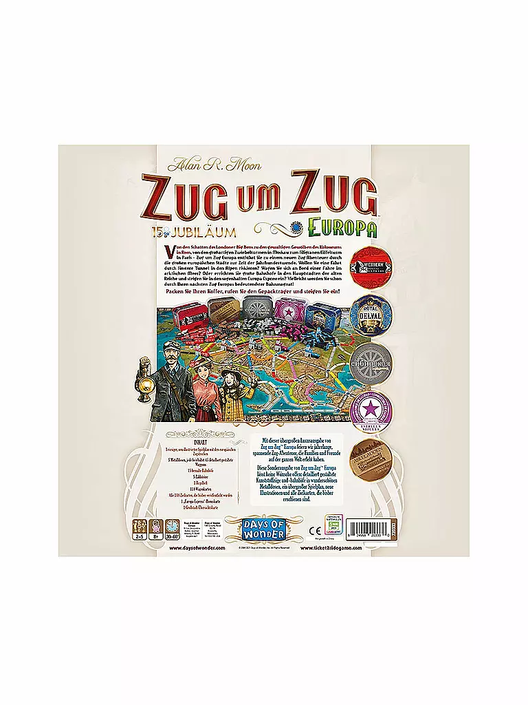ASMODEE Brettspiel - Zug um Zug: Europa 15. Jubiläum keine Farbe