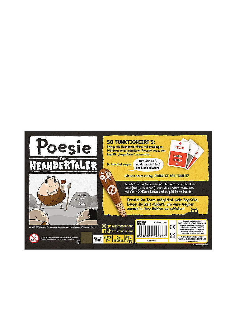 ASMODEE Poesie für Neandertaler keine Farbe