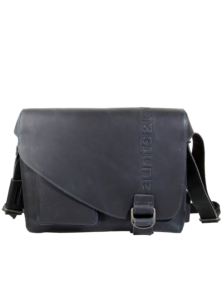 AUNTS & UNCLES Ledertasche - Postbag "Hunter - Judd M" blau