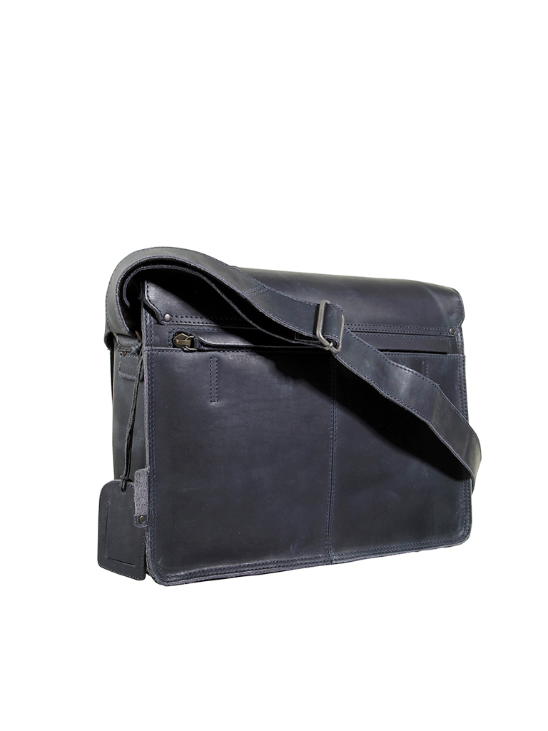 AUNTS & UNCLES Ledertasche - Postbag "Hunter - Judd M" blau