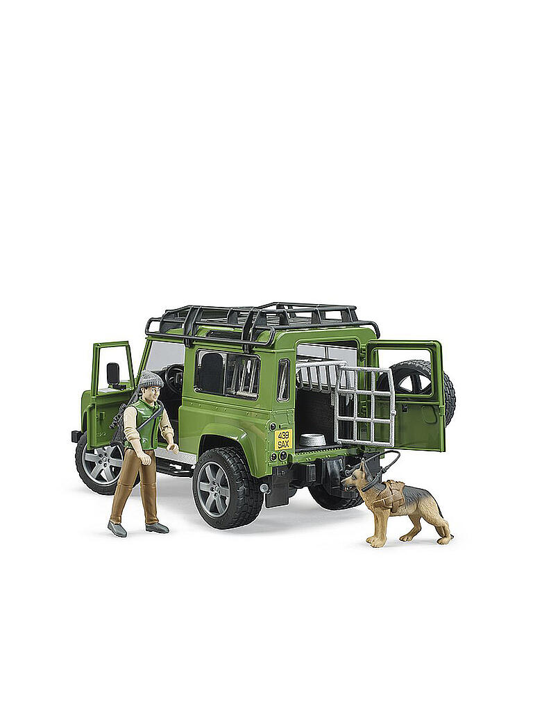 BRUDER Land Rover Defender Station mit Förster und Hund 02587 bunt