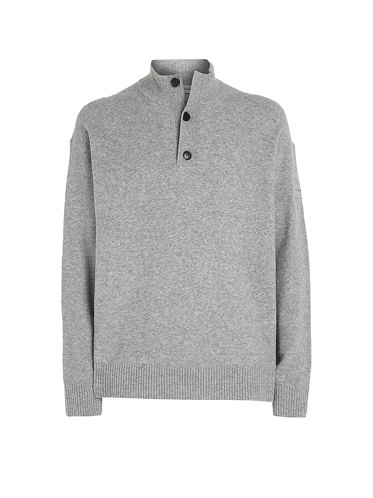 CALVIN KLEIN Troyer Pullover hellgrau
