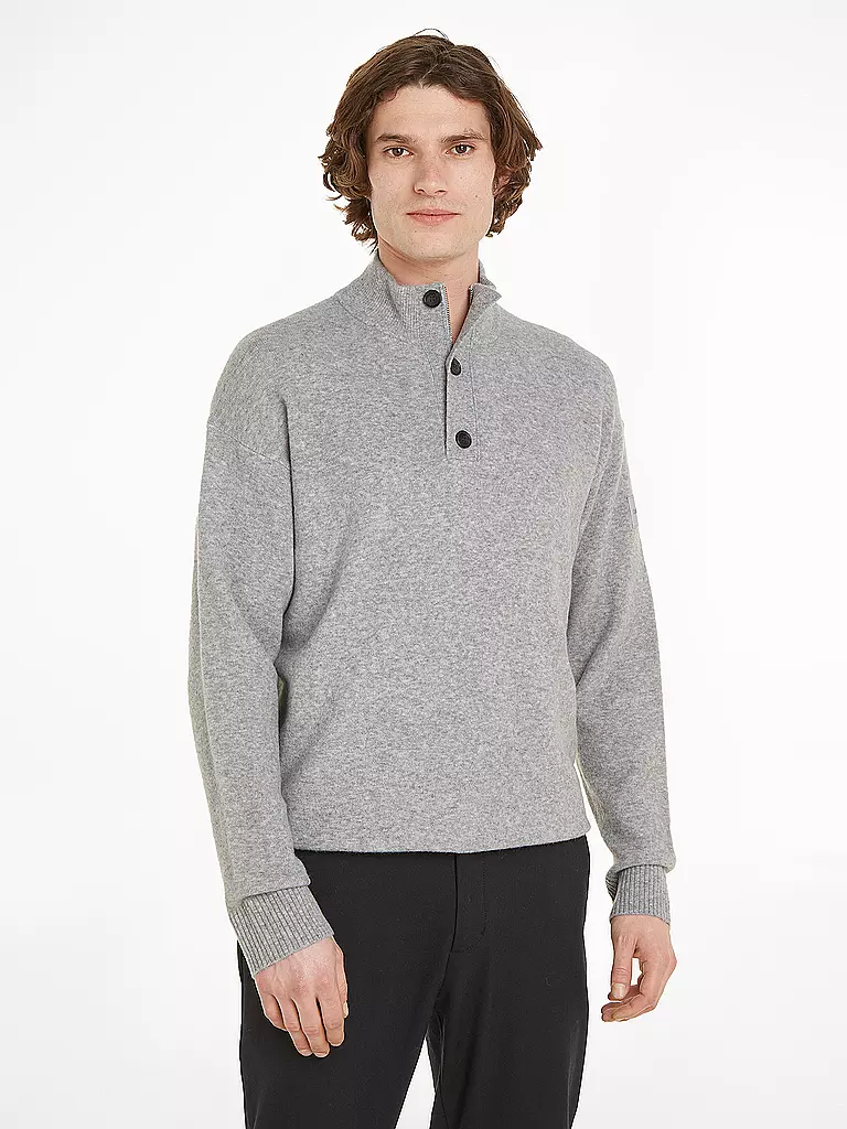 CALVIN KLEIN Troyer Pullover hellgrau