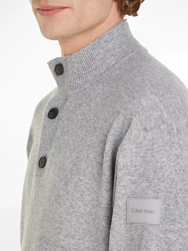 CALVIN KLEIN Troyer Pullover hellgrau