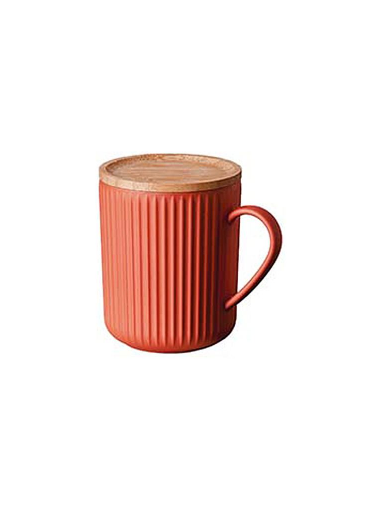CHIC.MIC Tasse mit Bambusdeckel 350ml Terracotta orange