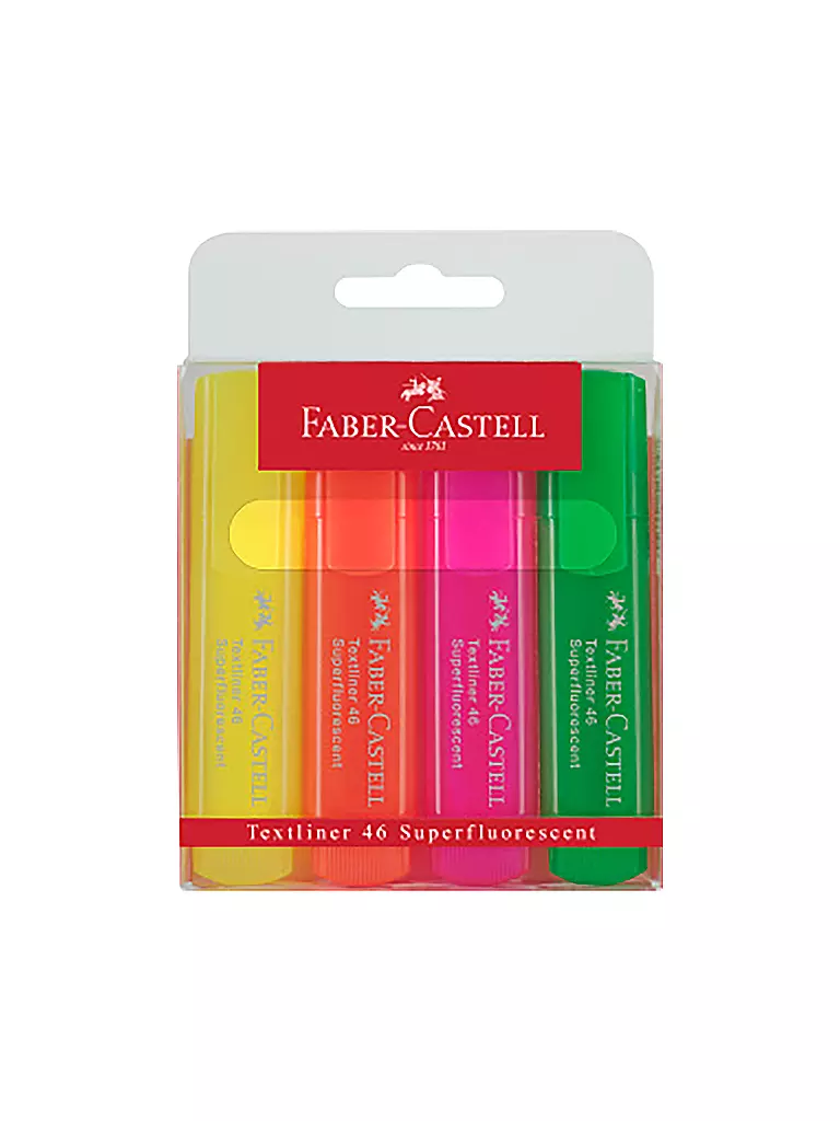 FABER-CASTELL Textliner 46 superfluorescent (4-er Pkg.) bunt