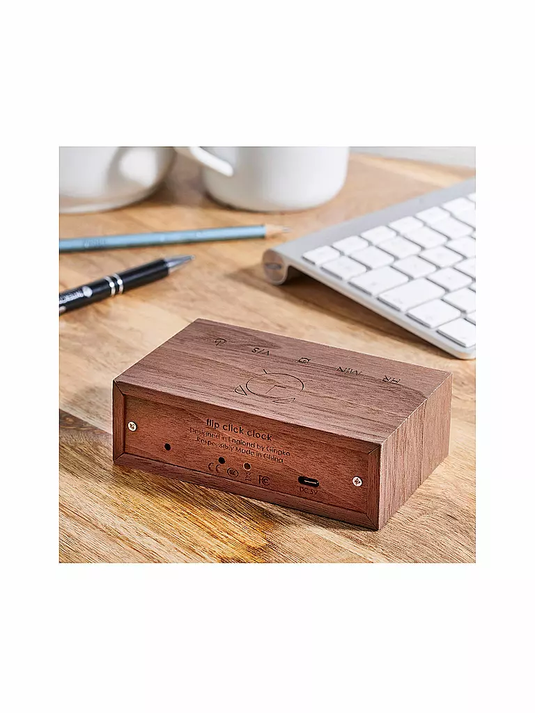 GINGKO Flip Click Clock Walnut braun