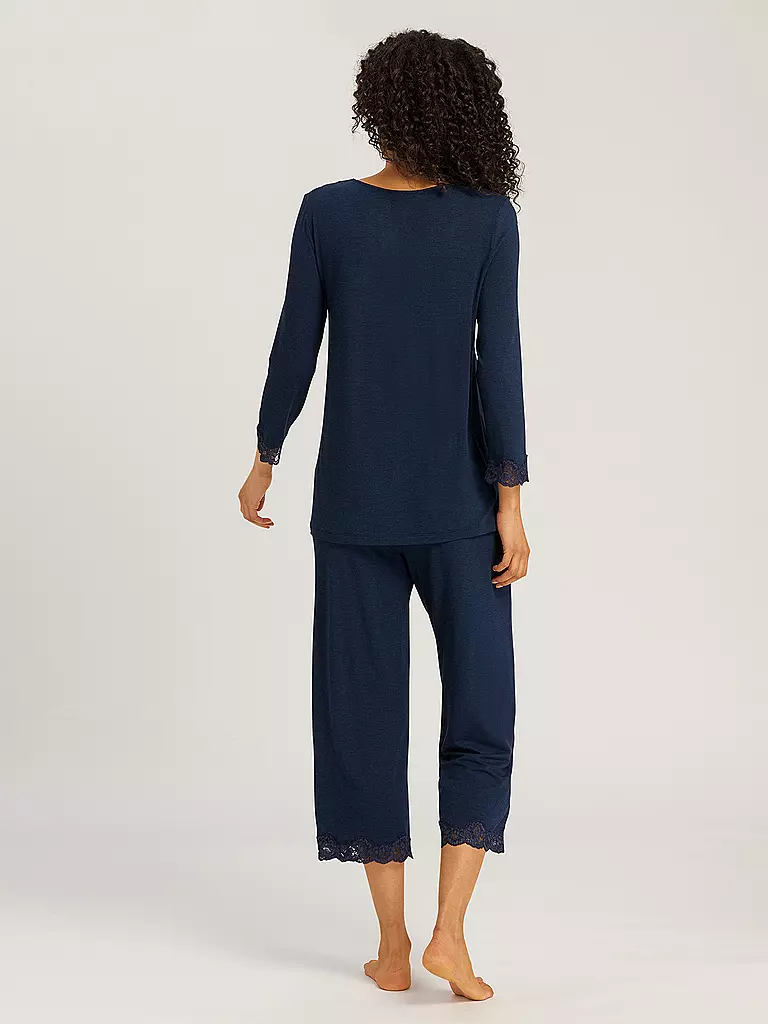 HANRO Pyjama 3/4 ELEGANCE dunkelblau