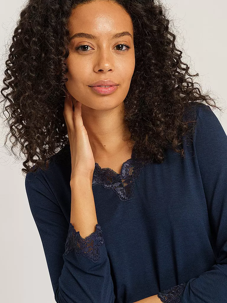 HANRO Pyjama 3/4 ELEGANCE dunkelblau