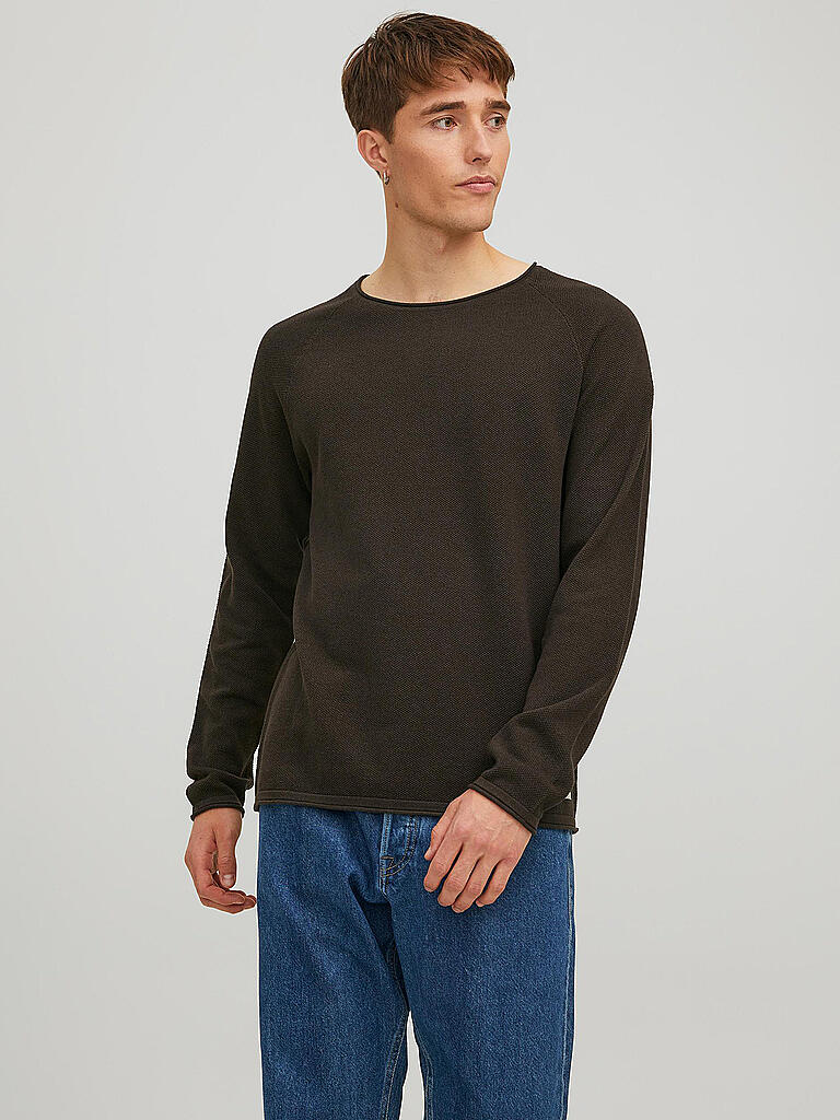 JACK & JONES Pullover JJEHILL KNIT CREW braun