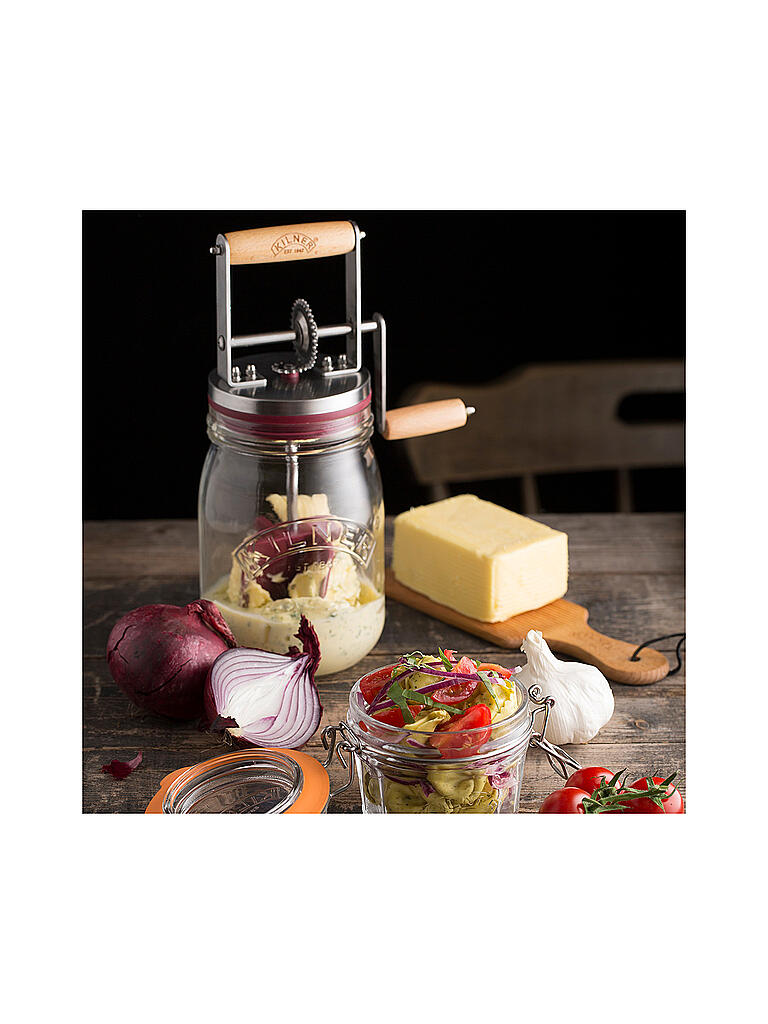 KILNER Butterfass mit Kurbel 1l Glas/Edelstahl transparent