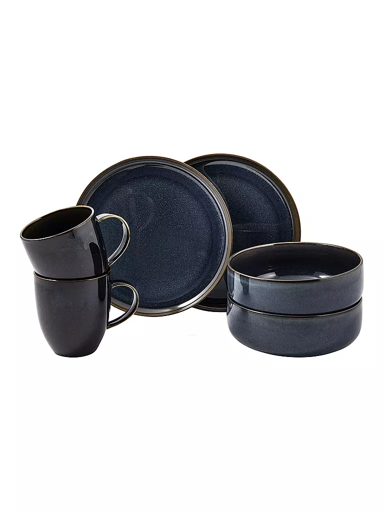 LIKE BY VILLEROY & BOCH Frühstücks-Set Crafted Denim 6-teilig Graublau dunkelblau