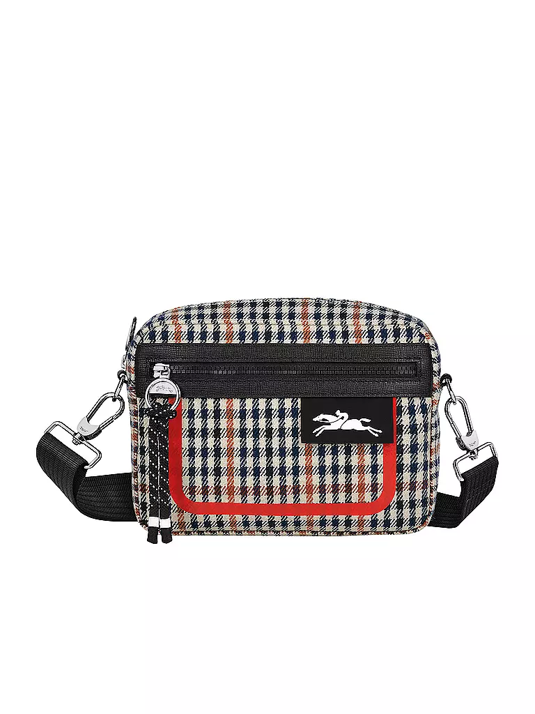 LONGCHAMP Le Pliage Pied de Poule Umhängetasche Small, Navy / Cognac ...