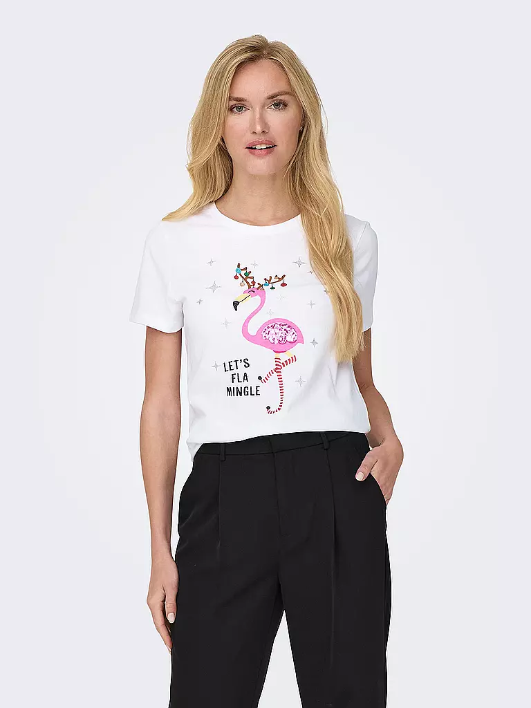 ONLY T-Shirt ONLYRSA CHRISTMAS weiss