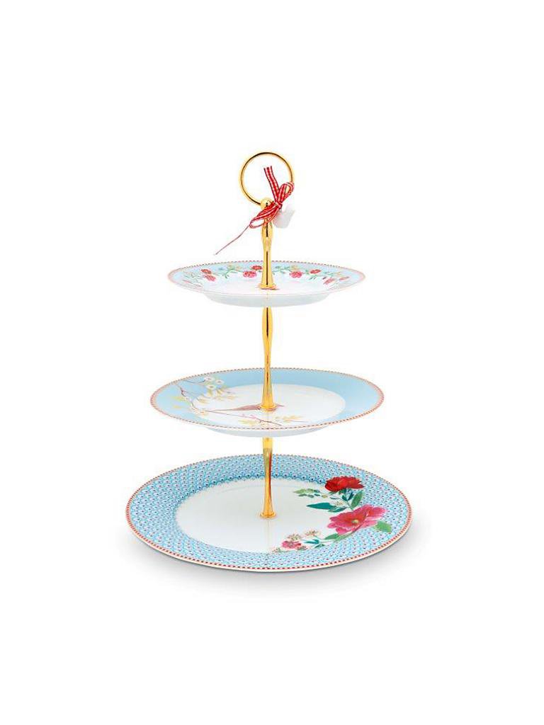 PIP STUDIO Porzellan-Etagere - Cake Stand 3-er "Floral" blau