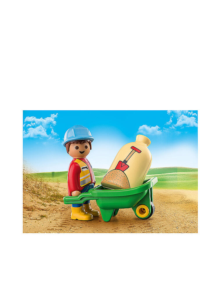 PLAYMOBIL 1,2,3 - Bauarbeiter mit Schubkarre 70409 keine Farbe