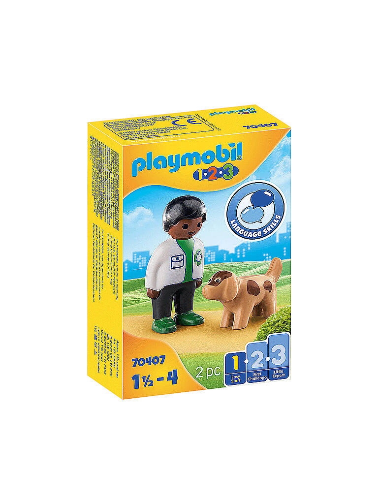 PLAYMOBIL 1,2,3 - Tierarzt mit Hund 70407 keine Farbe