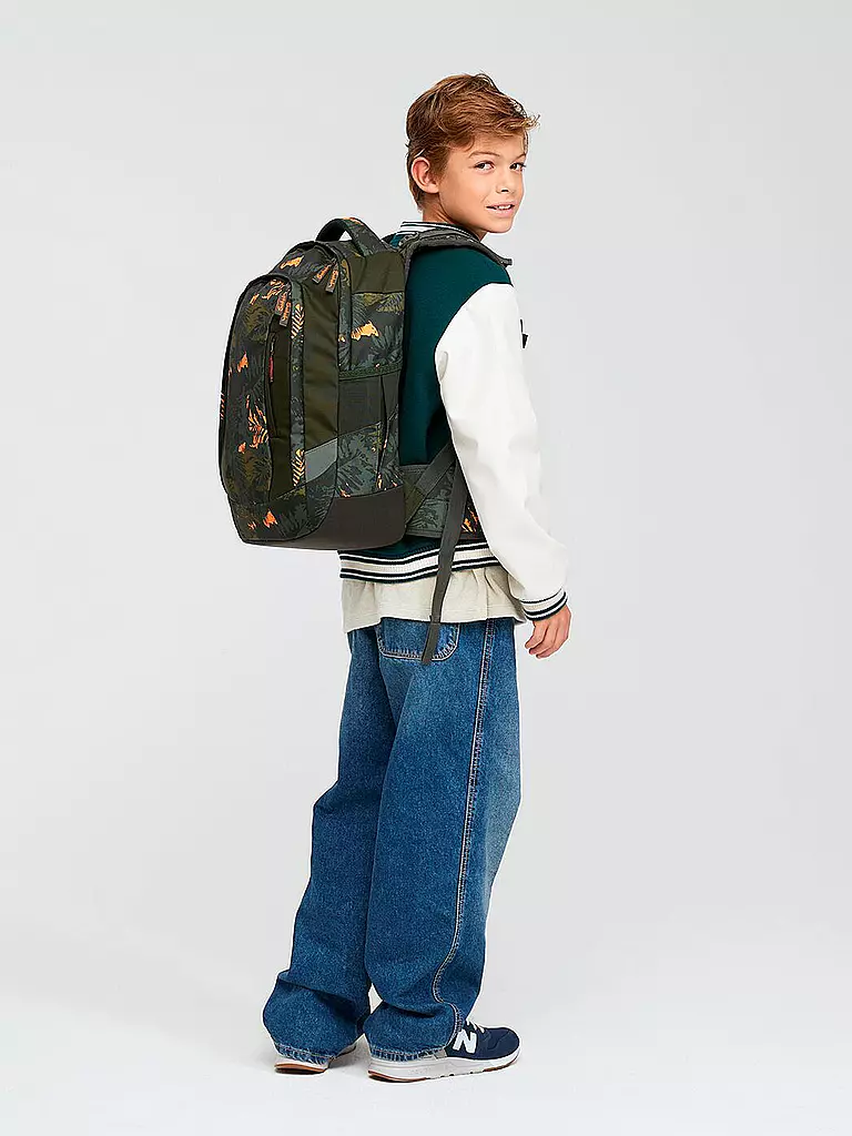 SATCH Schulrucksack Satch Sleek Jurassic Jungle dunkelgrün