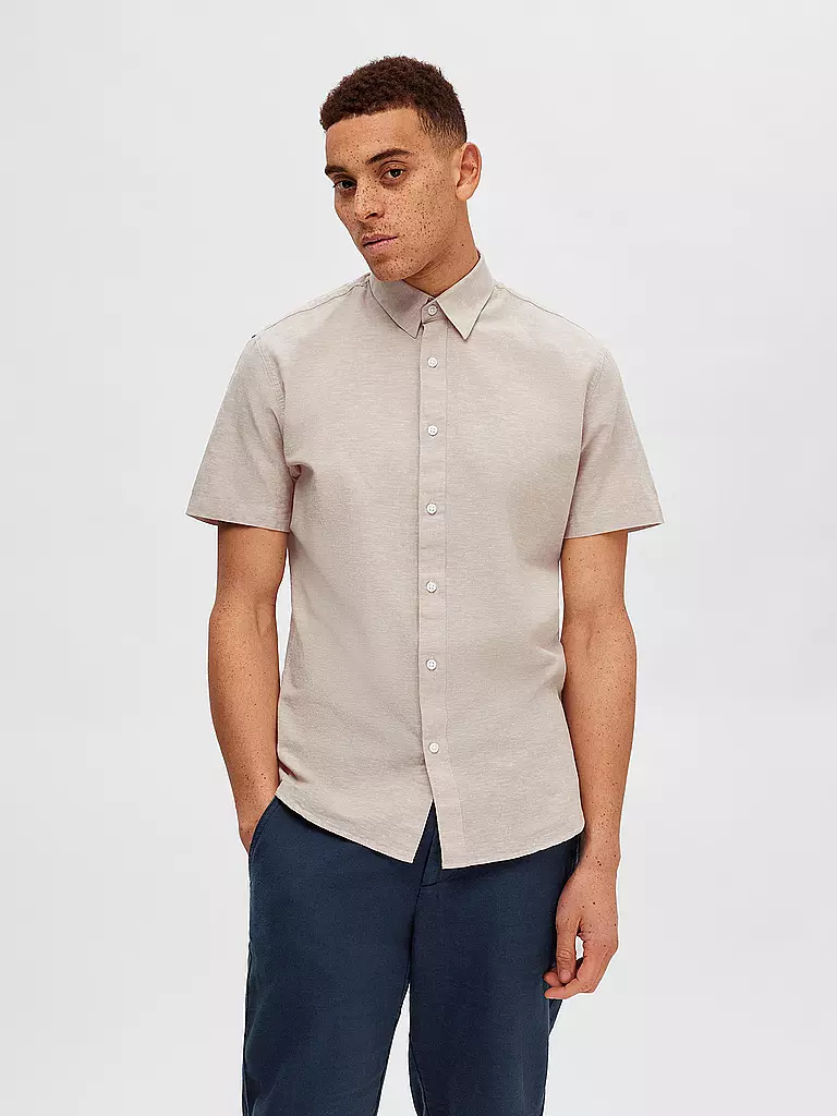 SELECTED Hemd Slim Fit SLHSLIMNEW beige